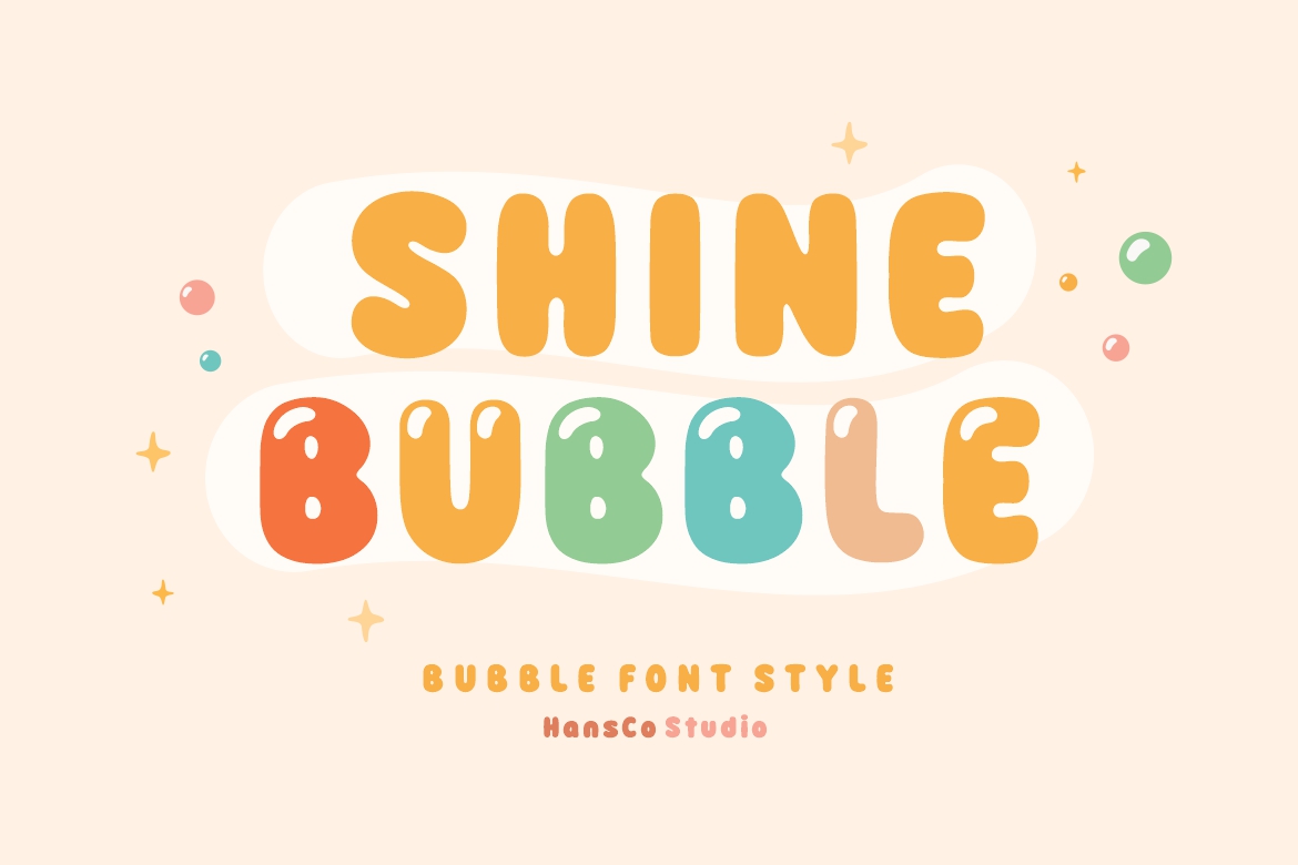 Shine Bubble Font - Bubble Font, Bubble Typeface, Balloon Font, Cute Font, Cricut Font - HansCo