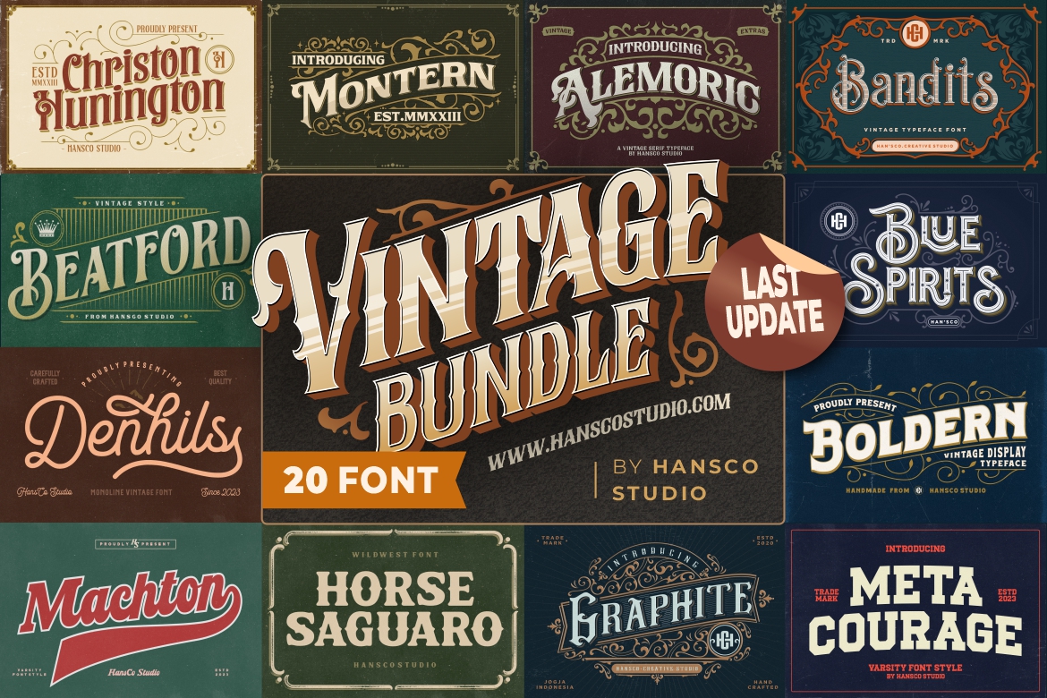 Vintage Font Bundles - Vintage Font, Retro Vintage Font Bundle ...