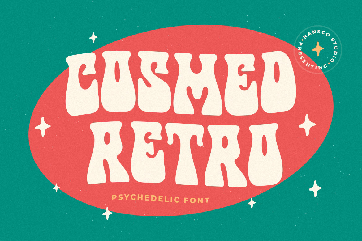 Cosmed Retro Font, Psychedelic Font | SVG, OTF, TTF | Retro Groovy Font ...